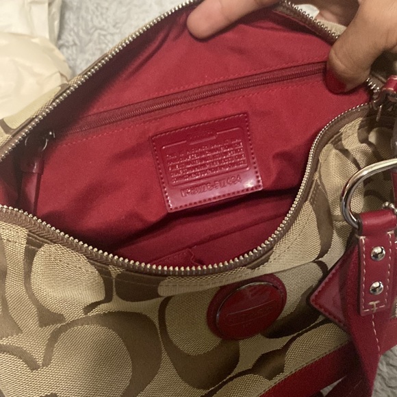 Coach | Bags | Vintage Coach Red And Canvas Purse Shoulder Bag | Poshmark